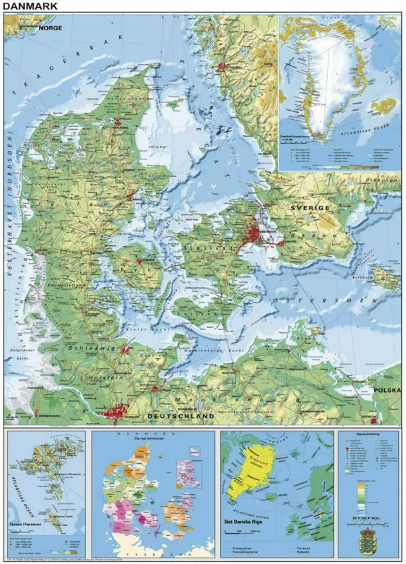 DANMARKSKORT 97X137CM | | Bog & idé