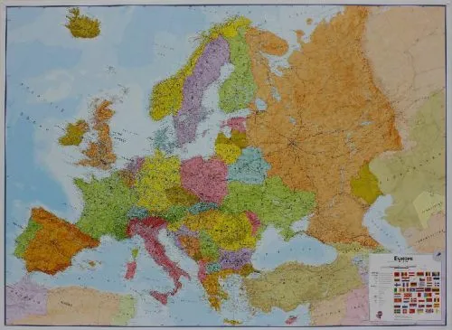 Europe - Europa political wall map laminated af Maps International ...